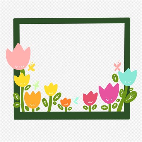 봄 테두리 꽃 테두리 녹색 식물 테두리 귀여운 테두리 만화 테두리 손으로 그린 국경 색상 테두리 Png 일러스트 무료 다운로드 Lovepik