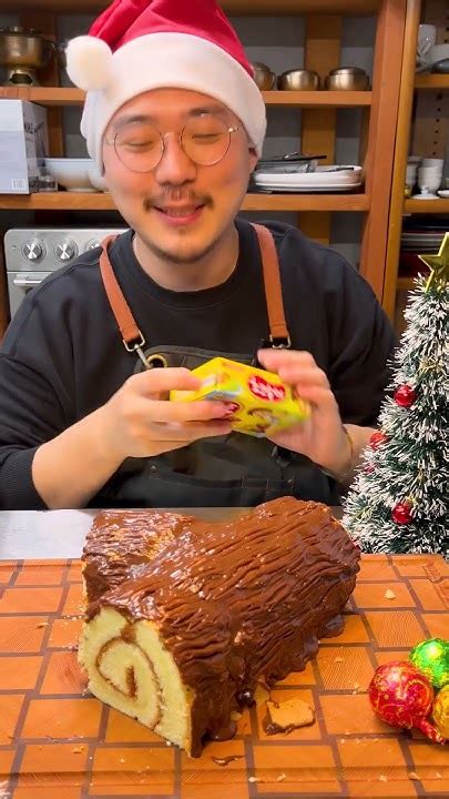 🎄아가 난이도 크리스마스 케이크 부쉬드노엘 만들기 통나무케이크 레시피 숟가락요리공방 케이크 크리스마스 Youtube