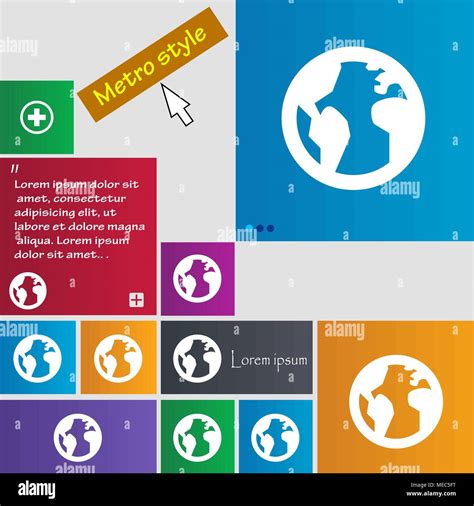 Globe World Map Geography Icon Sign Buttons Modern Interface Website