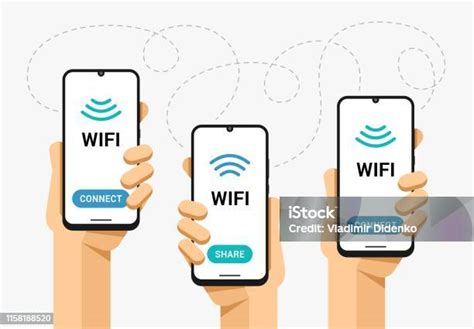 인간의 손에 스마트 폰 모형 와이파이 신호 공유 및 연결 네트워크 영역 연결 벡터 플랫 다채로운 기술 일러스트 만짐에 대한 스톡 벡터 아트 및 기타 이미지 Istock