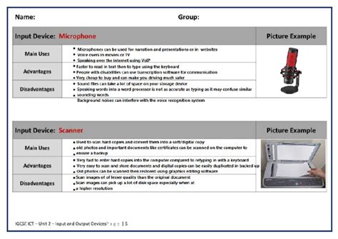 Igcse Ict Unit 2 Input And Output Devices Page 5 Pdf