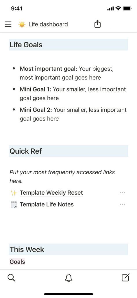 Free Notion Life Dashboard Template