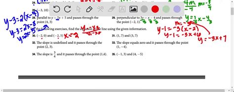 solved for the following exercises find the equation ofthe line using