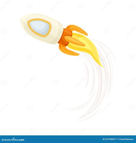 Rocket As Spacecraft With Engine Exhaust Flying In Space Vector