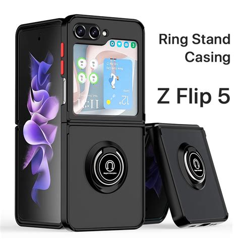 ốp lưng Samsung Z Flip 5 Flip 4 Flip 3 5G Sang trọng Nhẫn acrylic cứng Vỏ ngoài Hỗ trợ chống sốc