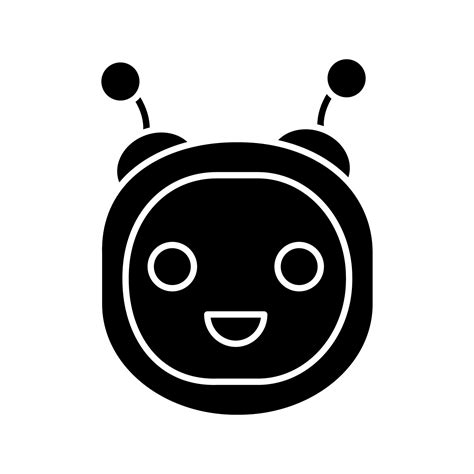 Chatbot Glyph Icon Silhouette Symbol Talkbot Modern Robot Round Head Laughing Chat Bot
