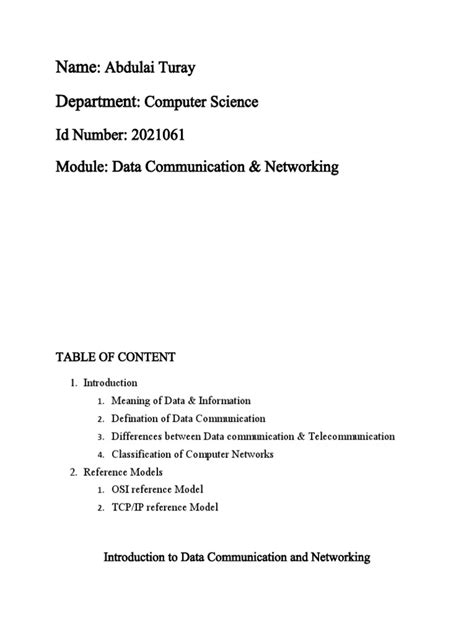 Data Communication And Networking Notes Pdf Osi Model Computer