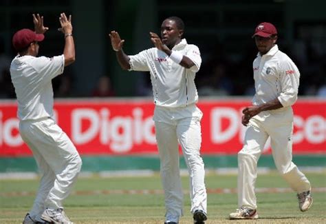 Fidel Edwards Celebrates The Wicket Of Phil Jaques