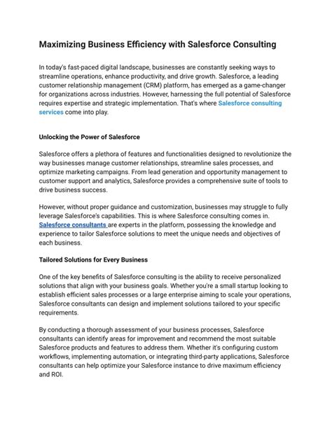 Ppt Maximizing Business Efficiency With Salesforce Consulting