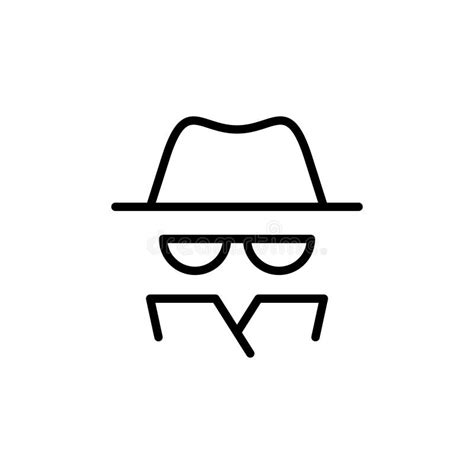 Vector Outline Anonymous Icon An Incognito Face In Hat And Glasses