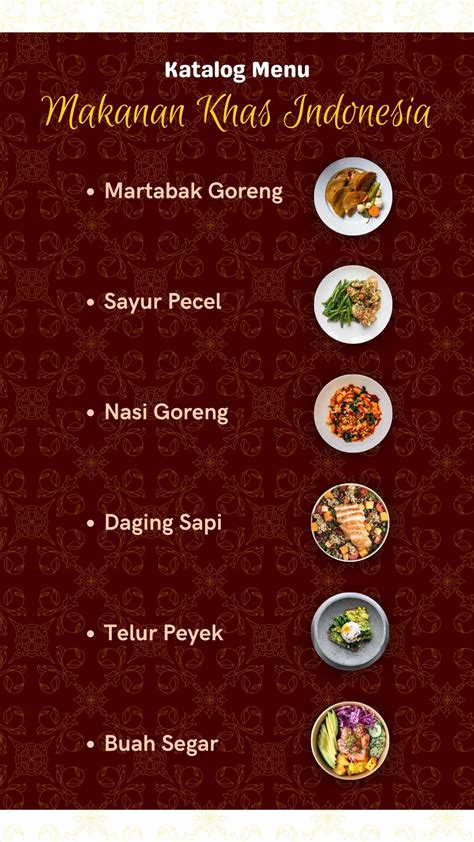 Download Template Desain Menu Makanan Khas Indonesia Merah Kuning Gratis