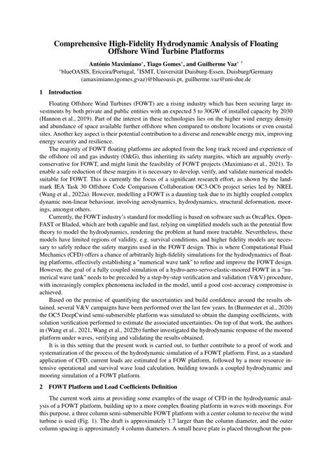 Pdf Comprehensive High Fidelity Hydrodynamic Analysis Of Floating Offshore Wind Turbine Platforms