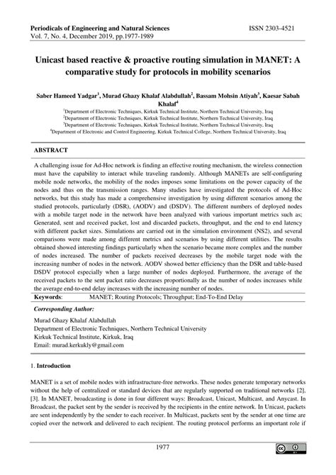 pdf unicast based reactive and proactive routing simulation in manet a