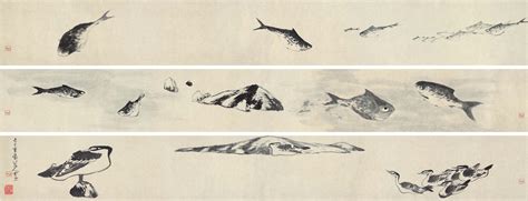 朱耷 鱼鸭图卷 清 名画