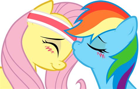 Fluttershy And Rainbow Dash Kiss