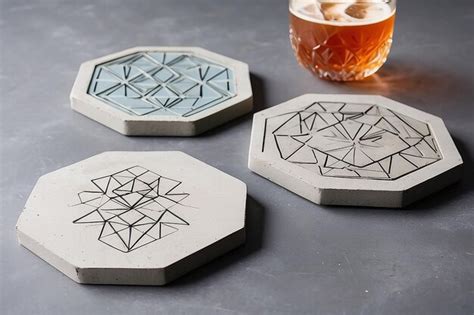 Premium Photo Diy Concrete Coaster Set With Geometric Designs