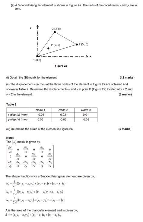 solved a a 3 noded triangular element is shown in figure