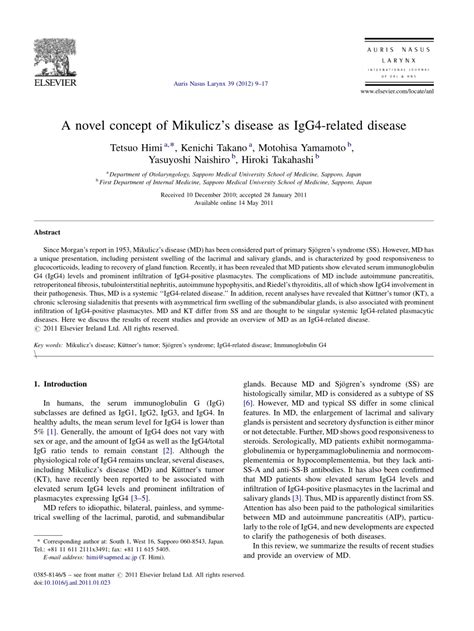 Pdf A Novel Concept Of Mikuliczs Disease As Igg4 Related Disease