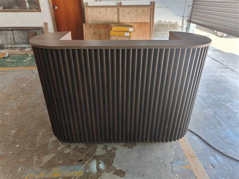 Rounded Ribbed Reception Desk Etsy In 2025 Reception Desk Unique Reception Desks Modern