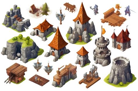 Premium Photo Cartoon Illustration Isometric Game Assets For Map