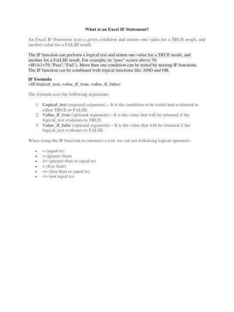 Excel If Statement Examples Pdf Argument Microsoft Excel