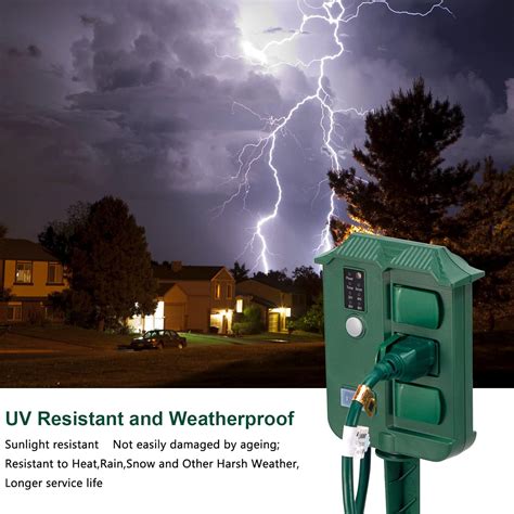 Buy Outdoor Light Timer Waterproof Dusk To Dawn Power Stake Timer Remote Control Grounded