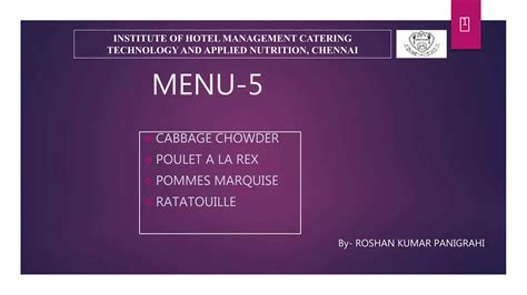 Menu 5 Ihm Chennai 3rd Year Ppt