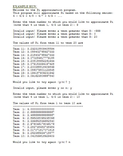 Solved Lab3 Loops Program Specifications Pi Can Be