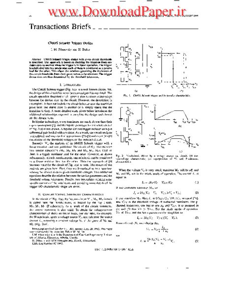 Pdf Cmos Schmitt Trigger Design