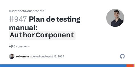 Plan De Testing Manual `authorcomponent` · Issue 947 · Cuentonetacuentoneta · Github