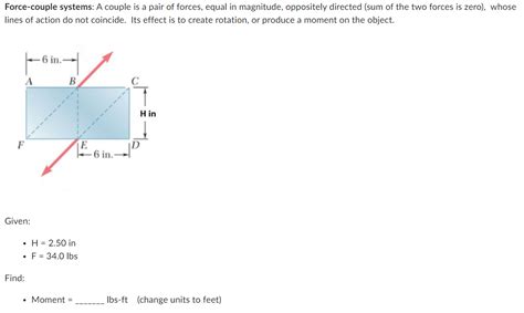 Solved Force Couple Systems A Couple Is A Pair Of Forces Chegg Com