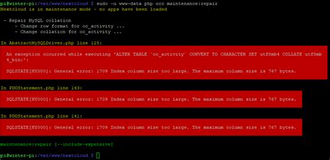 Error While Enabling Mysql 4 Byte Support · Issue 15328 · Nextcloudserver · Github