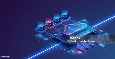 데이터 센터 등소 개념입니다 하드웨어 랙 또는 웹 호스팅 인프라가 있는 서버룸입니다 파란색 웹 배너 빅 데이터 스토리지 및