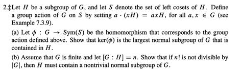 Solved 2 Let H Be A Subgroup Of G And Let S Denote The