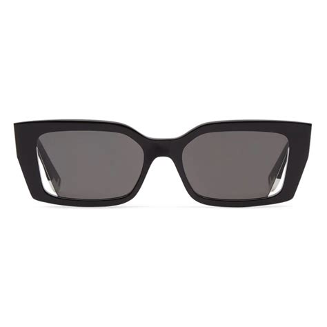 Fendi Fendi Way Rectangular Sunglasses Black Dark Gray