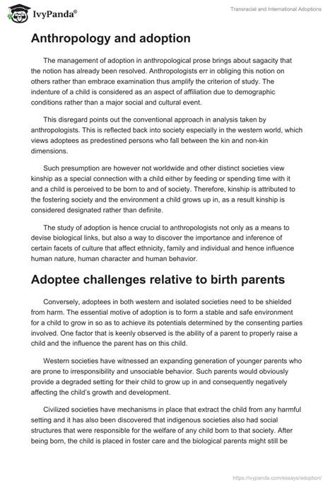 Transracial And International Adoptions 1690 Words Research Paper