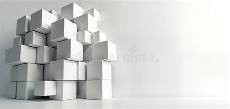 Abstract D Rendering Shows Stack Of White Cubes Geometric Shapes