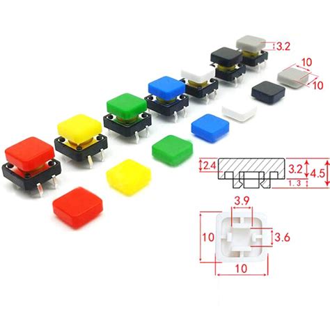 Pcs Mm Push Button Cap Square Buttons Caps Vicedeal