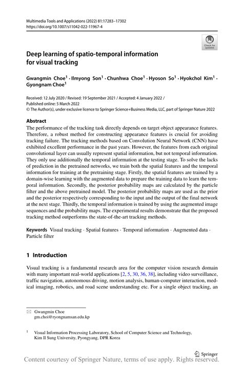 Deep Learning Of Spatio Temporal Information For Visual Tracking