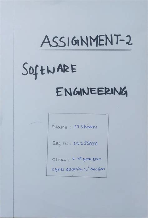 Se Assignment 2 Summary Software Assignment Soçtj Are Engineering Name Mshivani Req No