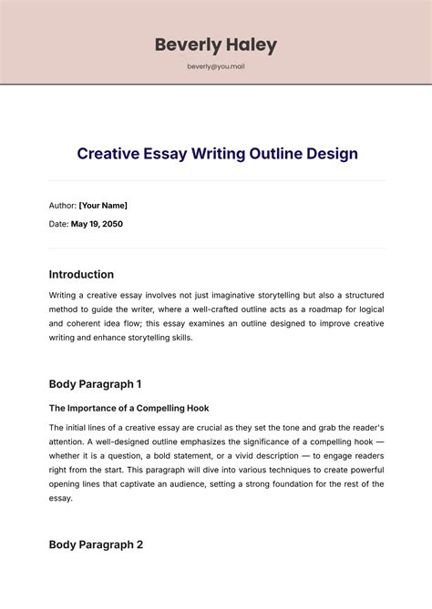 Free Creative Essay Writing Outline Design Template To Edit Online
