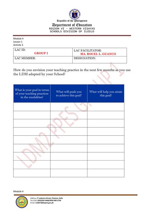 Learning Delivery Modalities Course 2 Worksheets Pdf