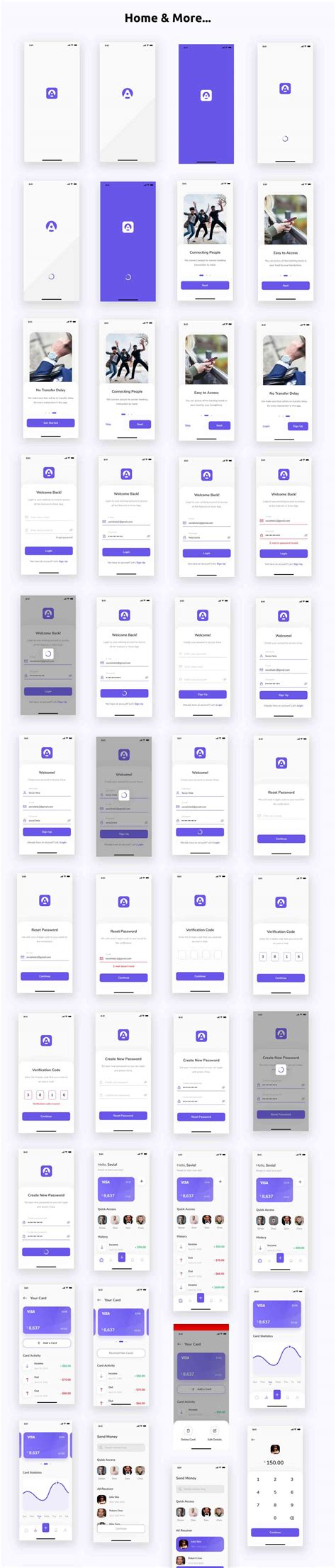 ansa android ios figma xd ui kit flutter finance and banking