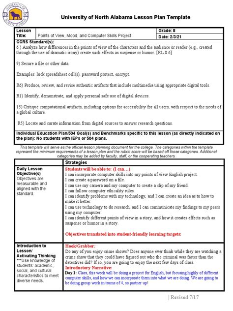 Lesson Plan Computer Skills Detailed Pdf Educational Assessment Teaching Method