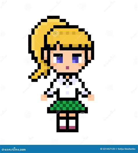 Pixel Anime Girl For 8 Bit Game Assets Cartoon Vector Cartoondealer