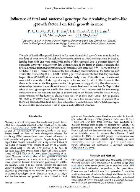 Pdf Maternal And Fetal Igf I Genotype Effects On Fetal Growth