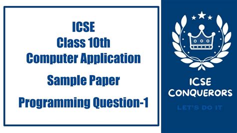 ICSE Computer Application Class Sample Paper Programming Question YouTube