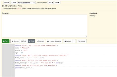 Solved Blockpy 243 Bad Prints Comment Out All The Print