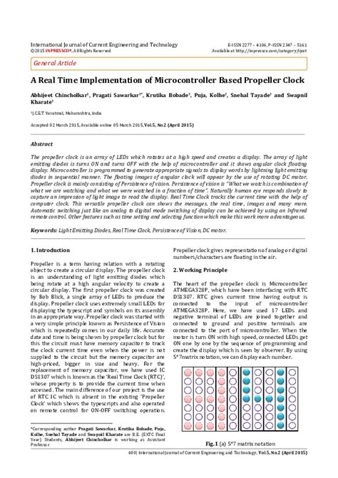 Pdf A Real Time Implementation Of Microcontroller Based Propeller Clock