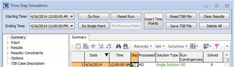 Time Step Simulation Dialog